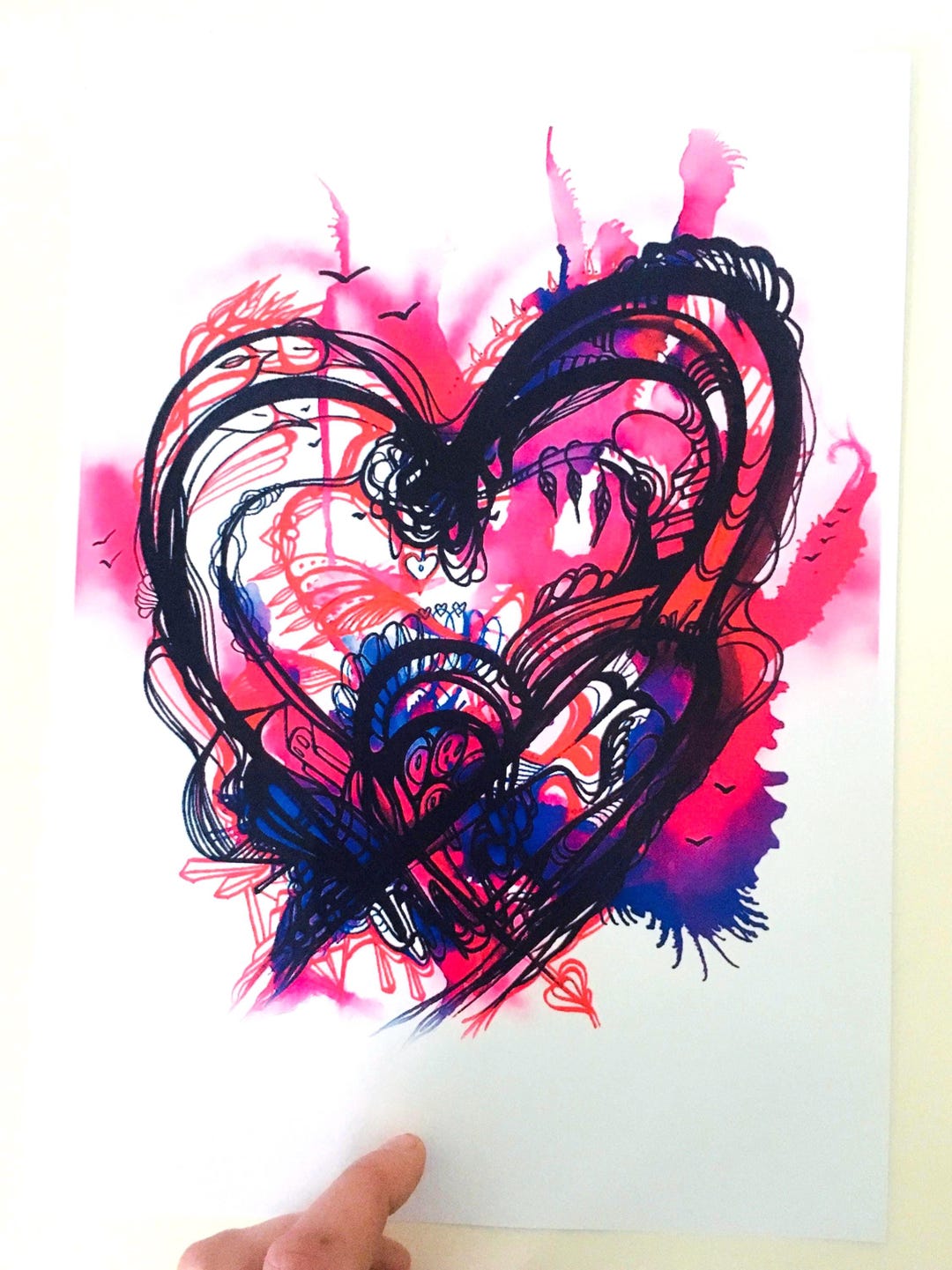 Watercolour ABSTRACT HEART Art, Heart Painting, Love Heart, Graffiti ...