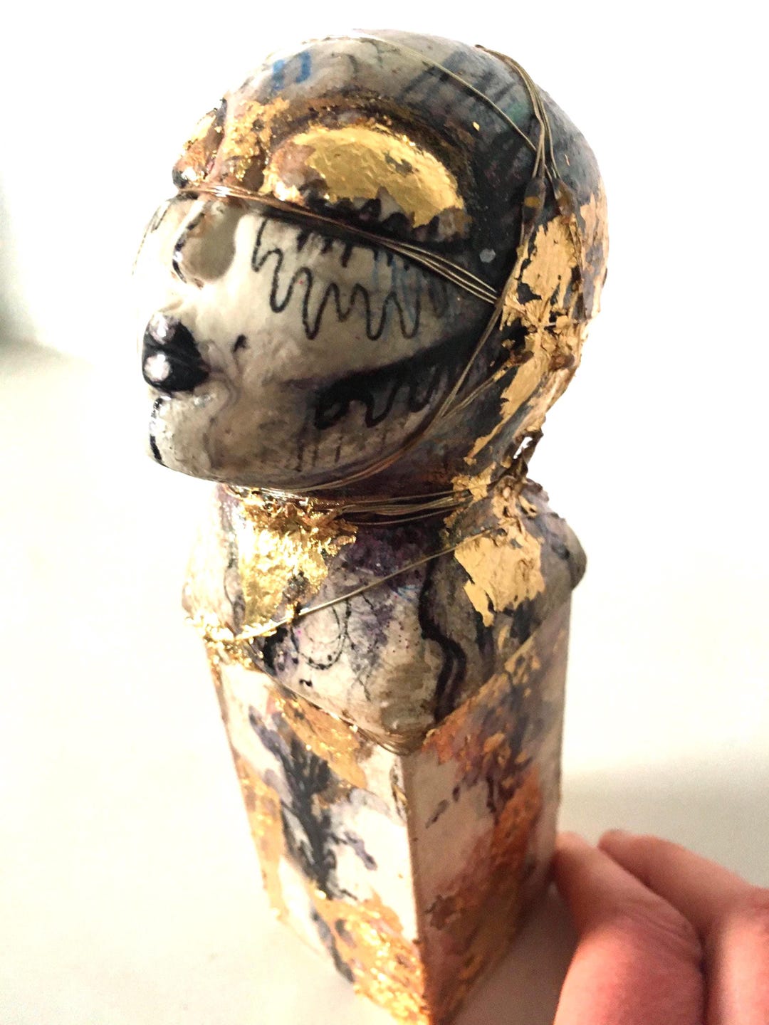 Handmade Original Sculpture, Stone Figurine, Art Doll, Small Gold ...