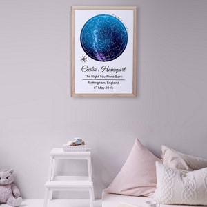 Star Date Map, Digital Star Map by Date, Eclectic Decor, Nautical, Star ...