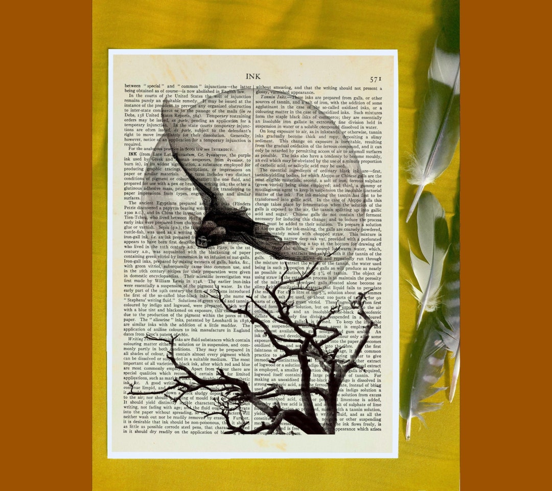 Gothic Bats, Gothic Print, Eclectic Wall Art, Moon, Bat Art, Gothic ...