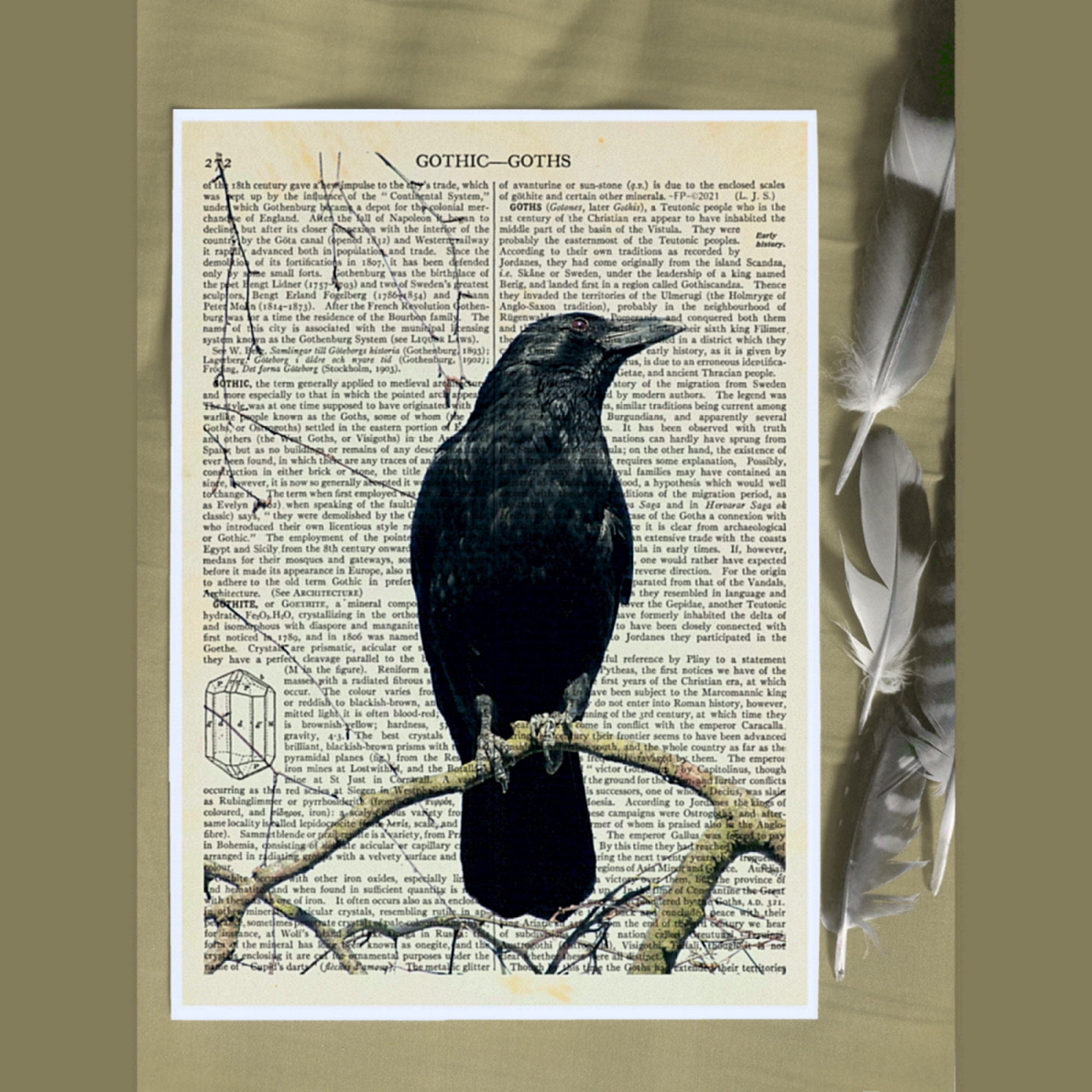Perched Crow Book Page Reproduction Crow Art Raven Edgar - Etsy UK