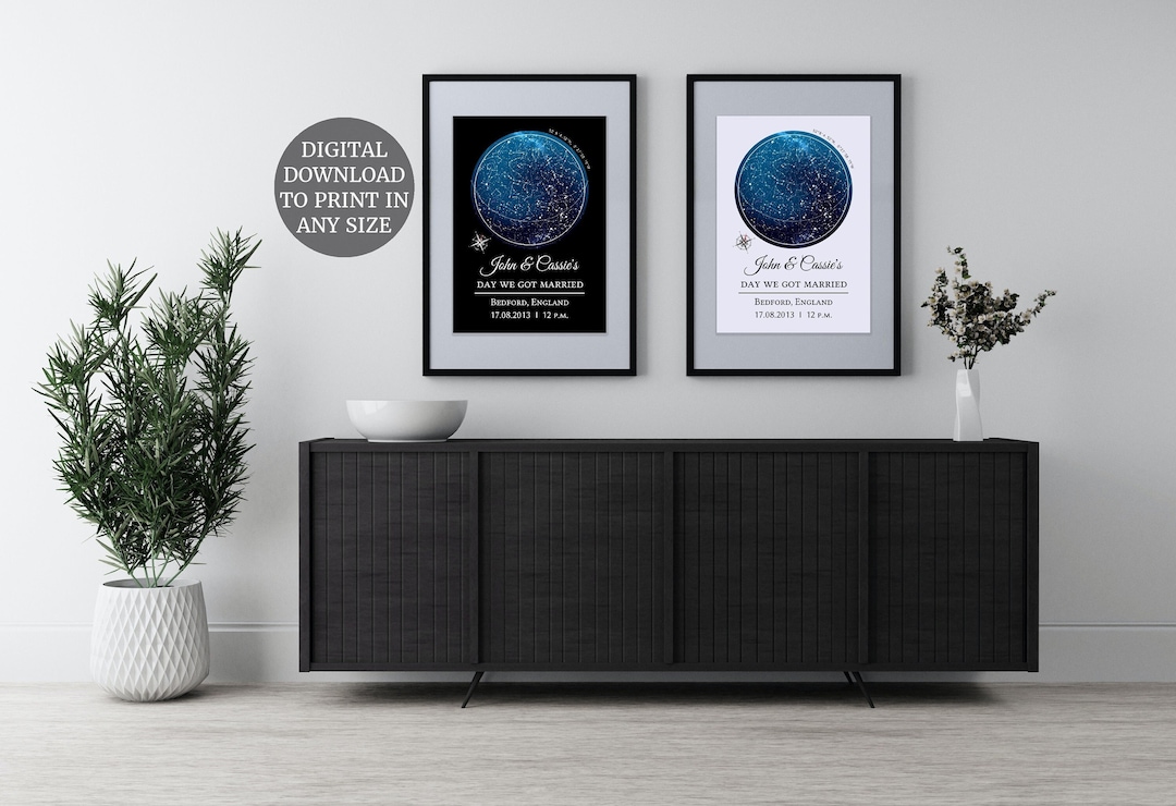 Star Date Map, Digital Star Map by Date, Eclectic Decor, Nautical, Star ...