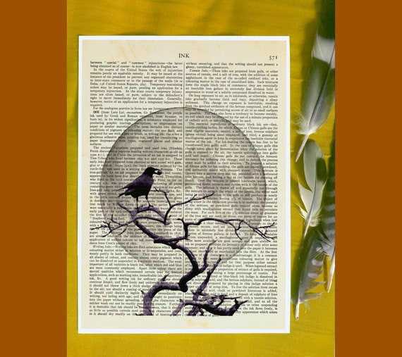 Crow Art Raven Gothic Print Eclectic Wall Art Edgar Allan - Etsy