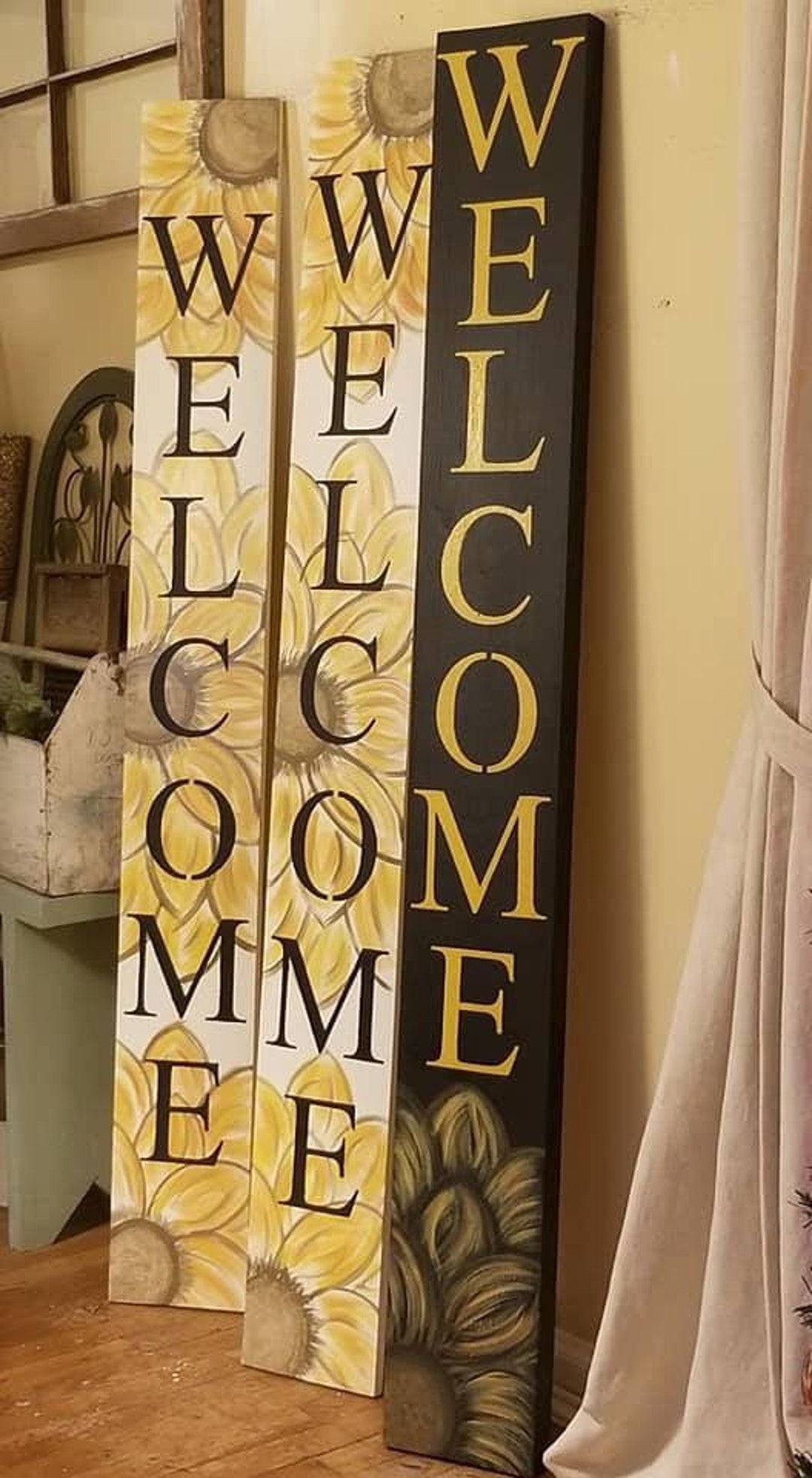 Free Shipping, Sunflower, Yellow Welcome Sign, Sunflower, Summer, Porch ...
