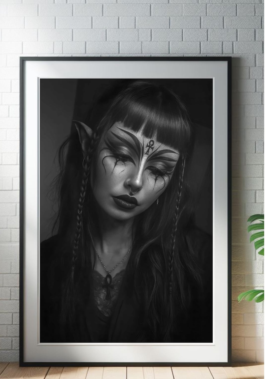 Ankhshade Oracle – Gothic Elf Portrait | Dark Fantasy Ankh Symbol Art ...