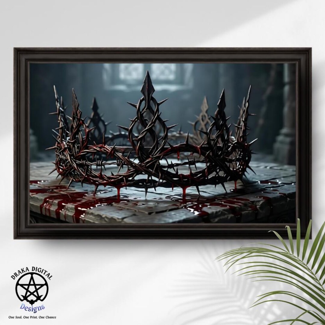 Dark Fantasy Crown Print: Thorn and Iron Bleeding Design - Gothic Art ...