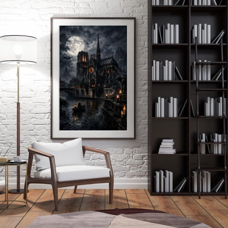 Notre Dame Cathedral Gothic Printable Art | Dark Fantasy Medieval ...