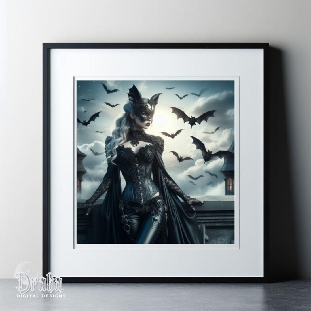 Bat Women Fan Art | Elegant Gothic Print -dark Fantasy Art - 'moonlit ...