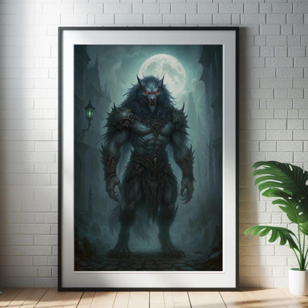 Moonbane Sentinel | Gothic Werewolf Wall Art | Dark Fantasy Creature ...