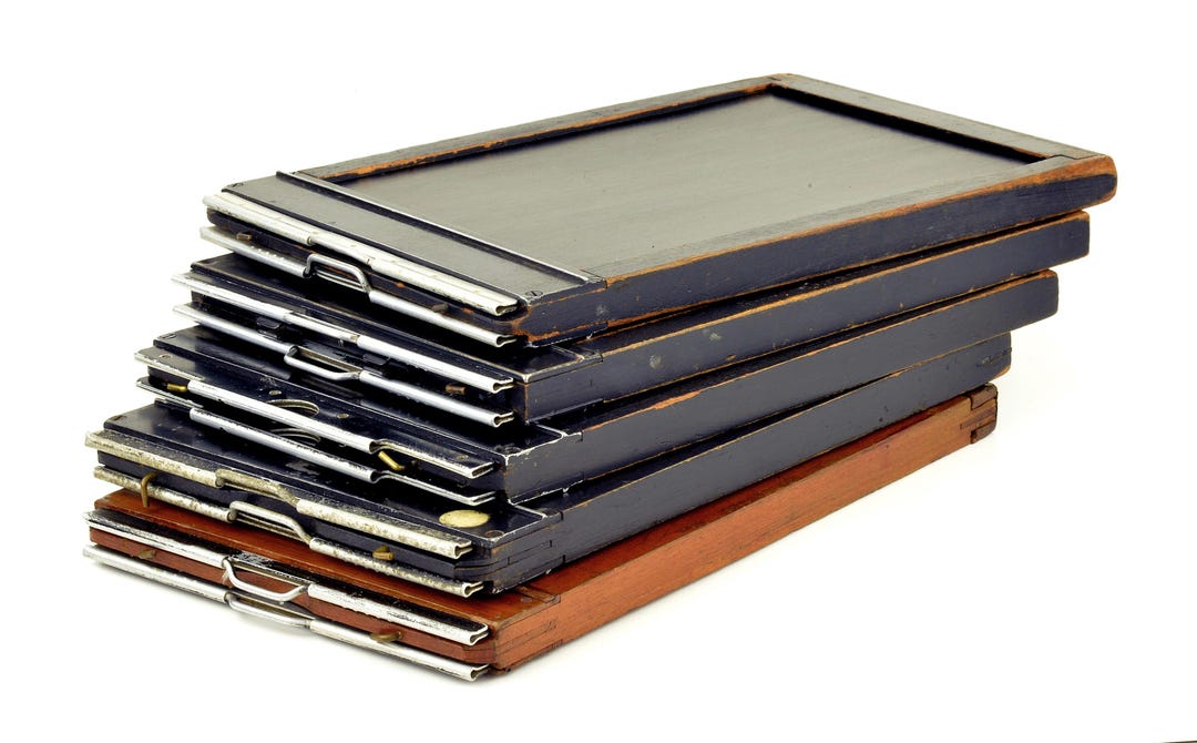 5 X 7 Sheet Film Holders 14x Wooden Holders W Most Dark Slides Kodak ...