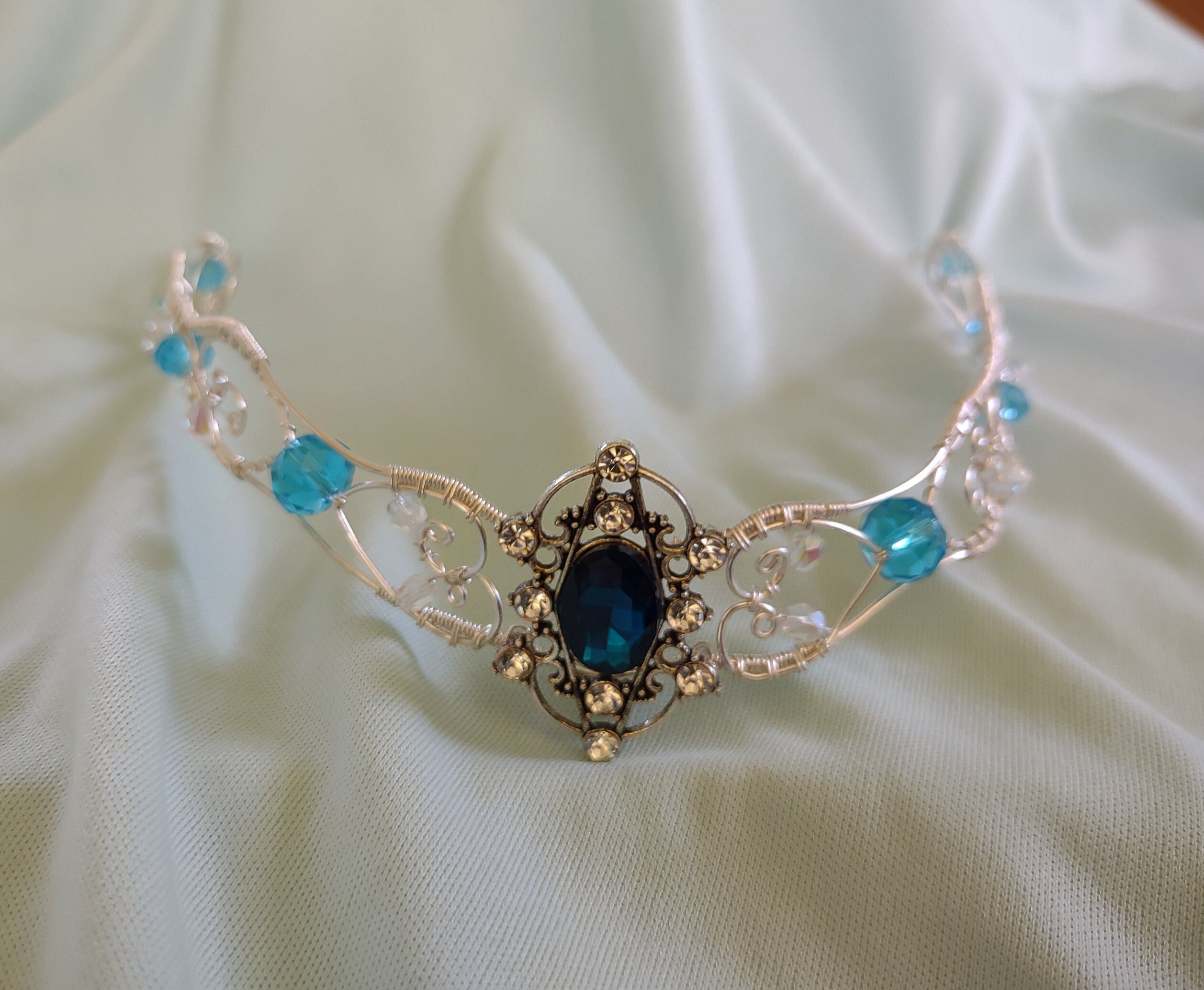Silver Blue Elf Fairy Circlet Crown Headpiece - Etsy