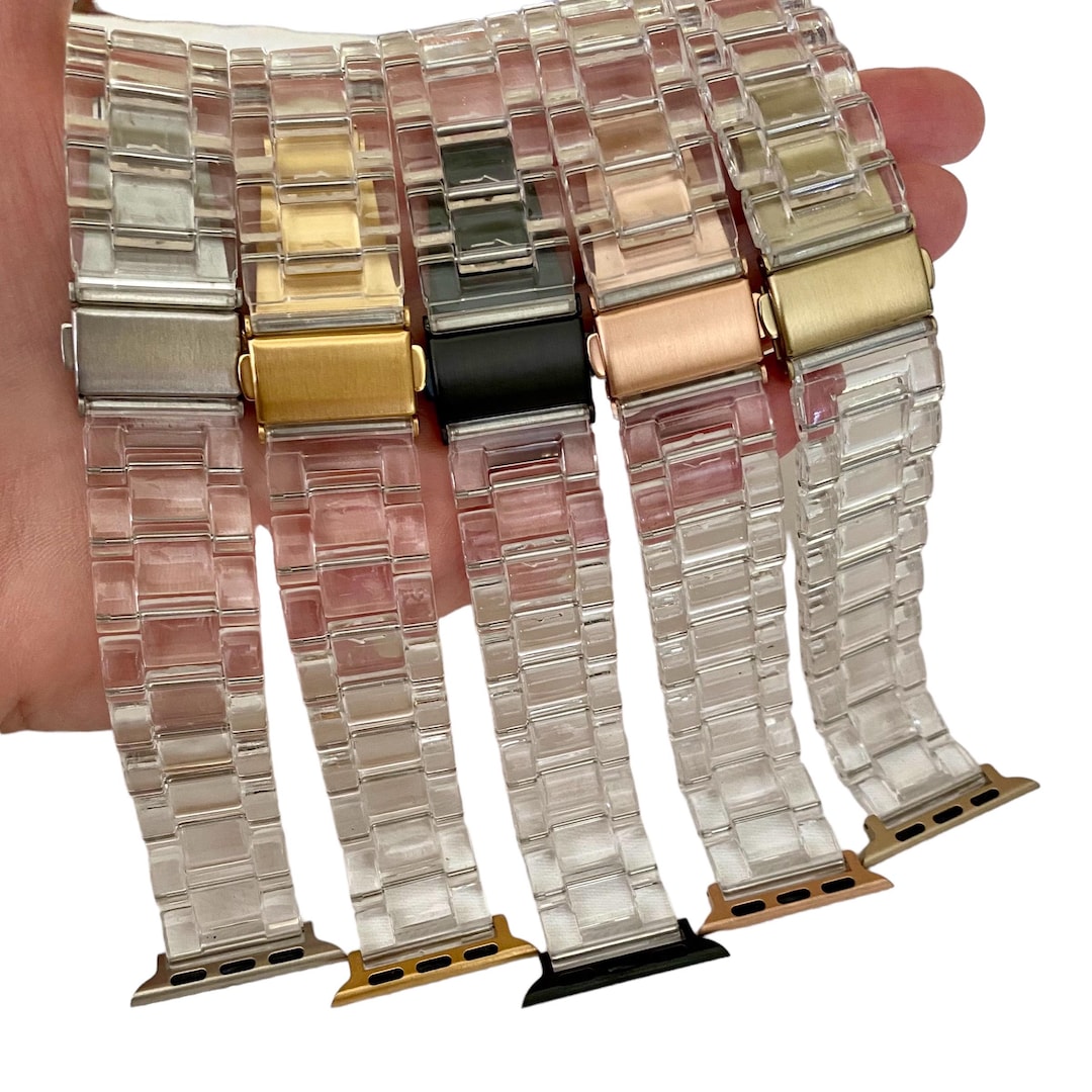 Clear Resin Watchband for Apple Watch / Silver-gold-black-rose Gold ...
