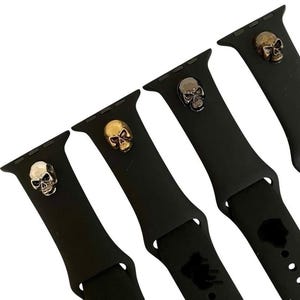 Apple Watch Band Custom Handmade Black Silicone Skull Band 38/40/41MM ...