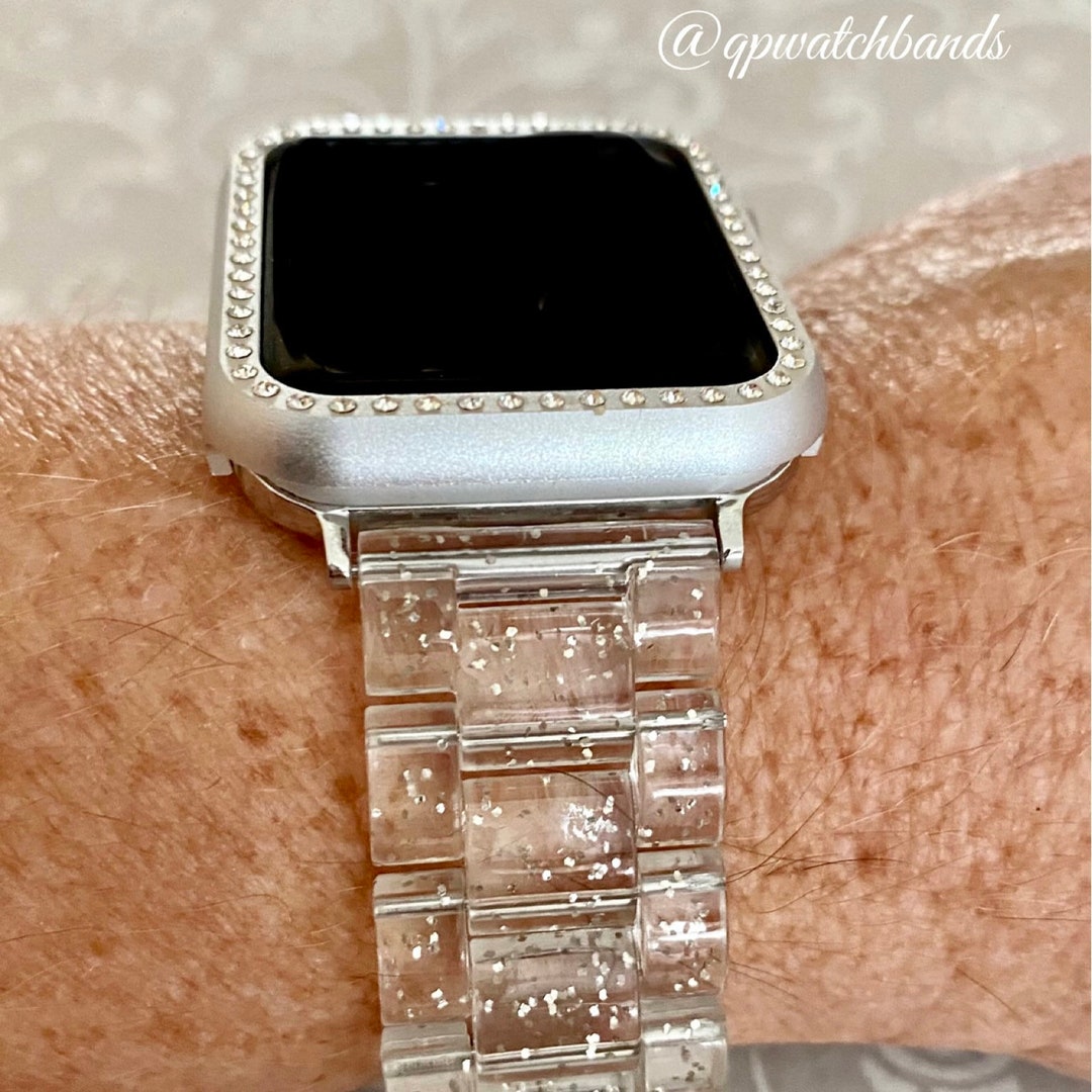 Apple Watch Band Transparent Glitter Resin Watchband 38/40/41MM 42/44 ...