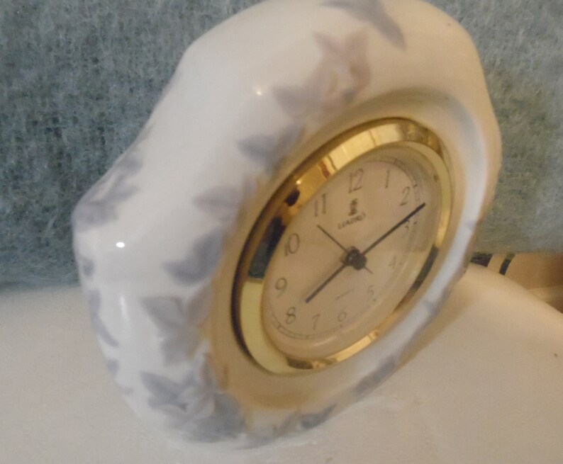 1988 Lladro Floral Design Table Clock Hand Made in Spain 5 - Etsy