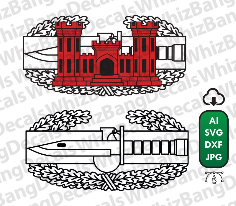 Engineer Combat Action Badge CAB SVG AI Vector Cricut - Etsy