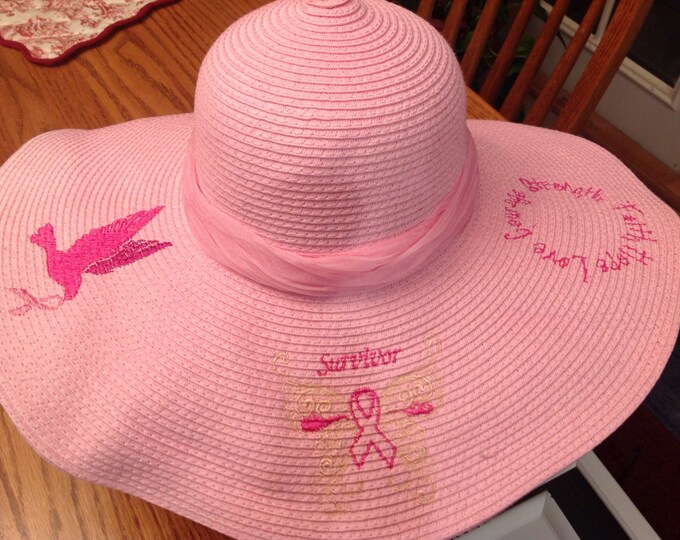 Breast Cancer Wide Brim Sun Hat - Etsy