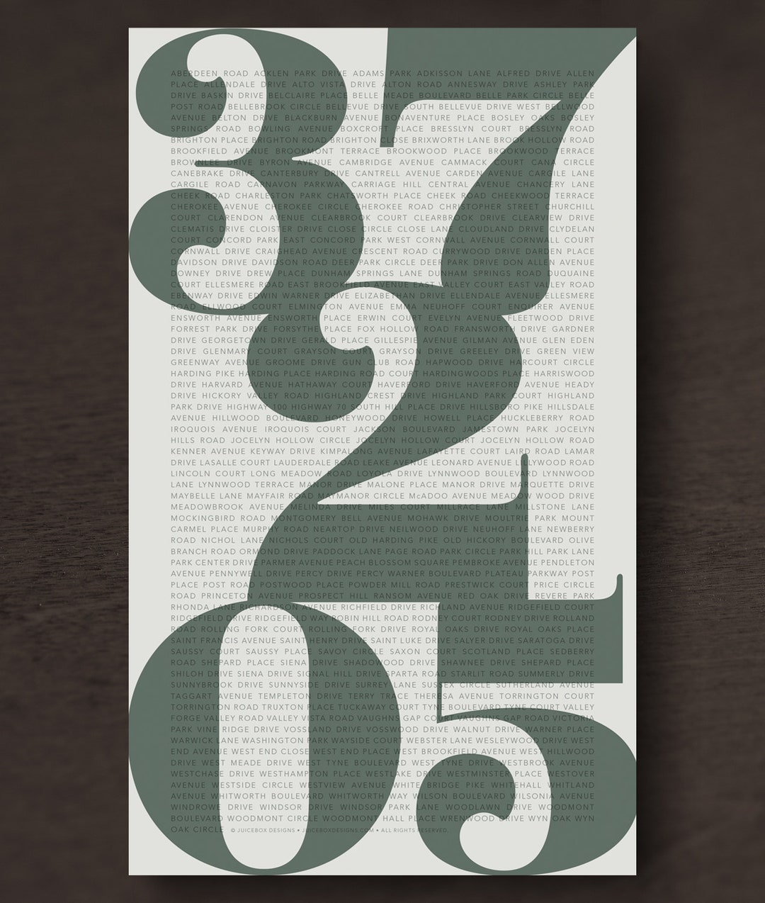 37205 Nashville TN Zip Code Print - Etsy