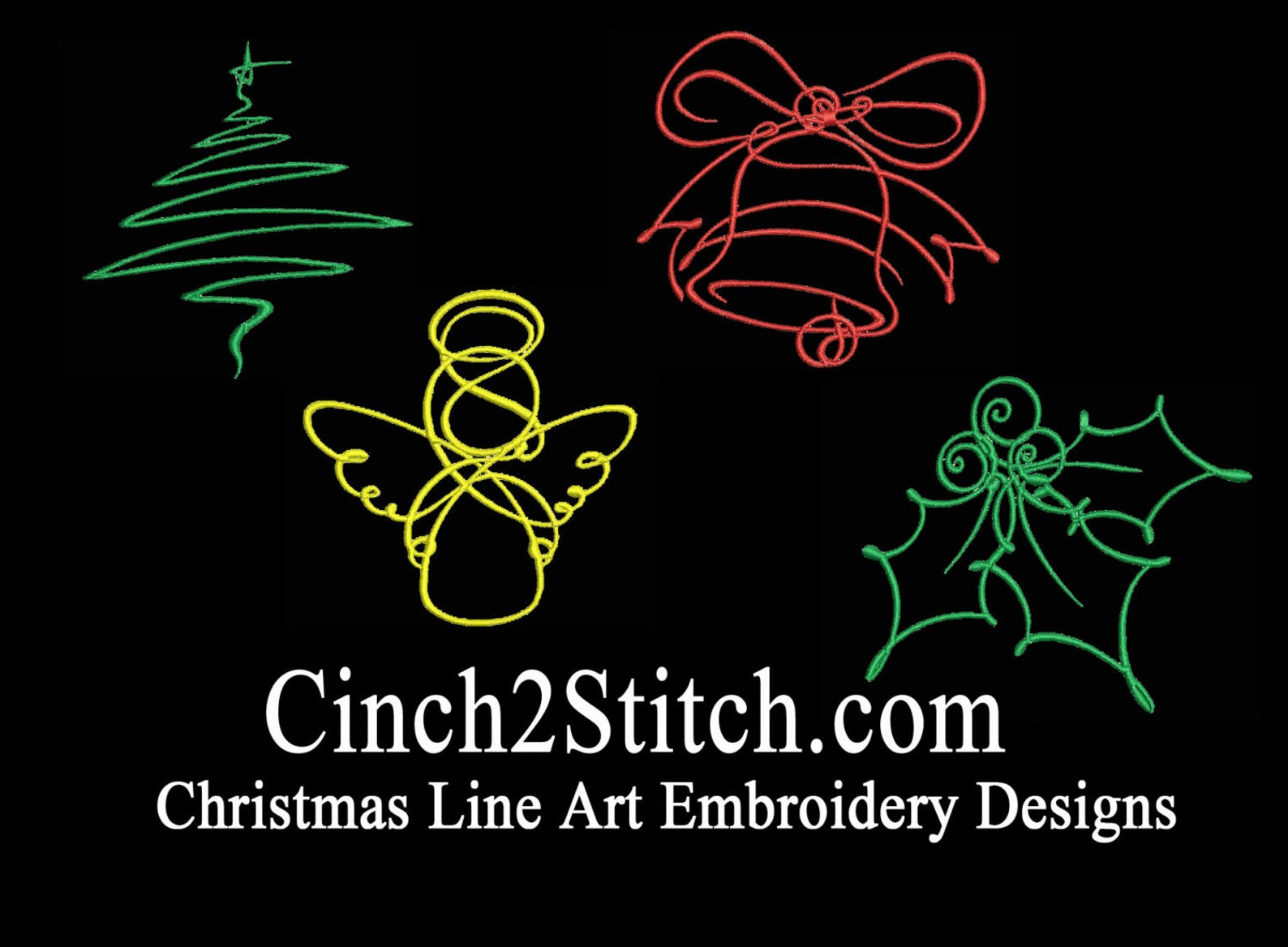 Christmas Line Art Machine Embroidery Design Download 4 | Etsy