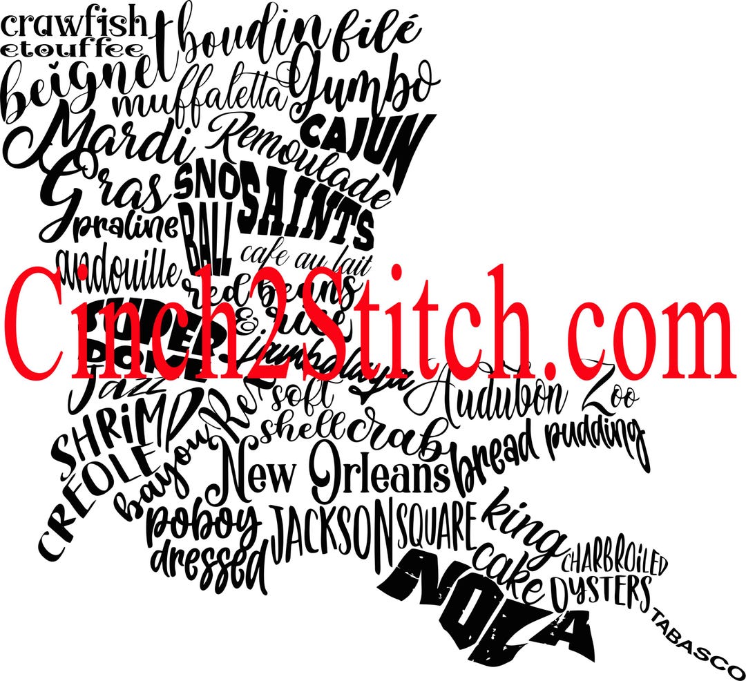 New Orleans, Louisiana Iconic Words and Foods Cutting Files (SVG & PNG ...