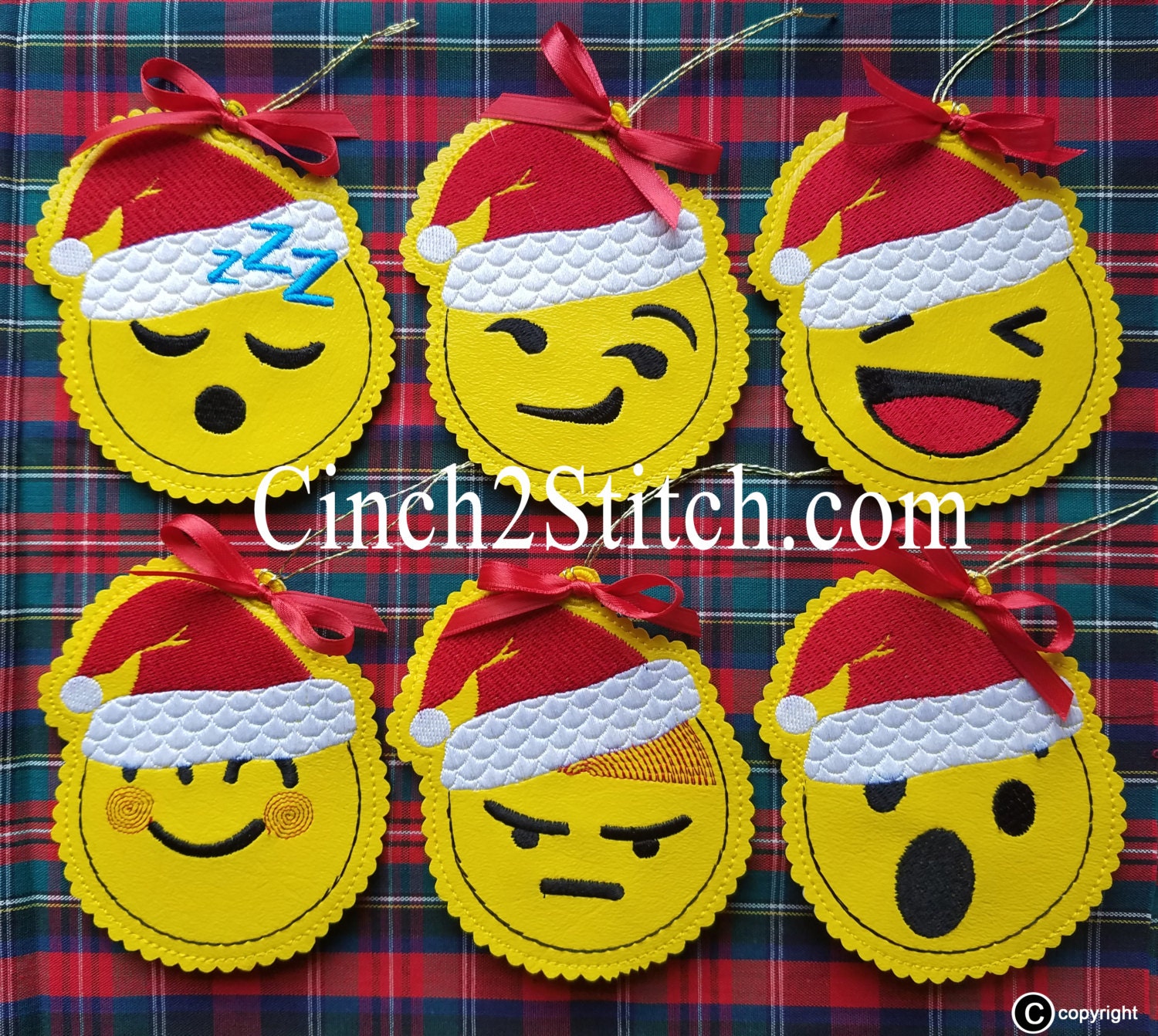 Santa Emoji Ornament/coasters in the Hoop Machine | Etsy