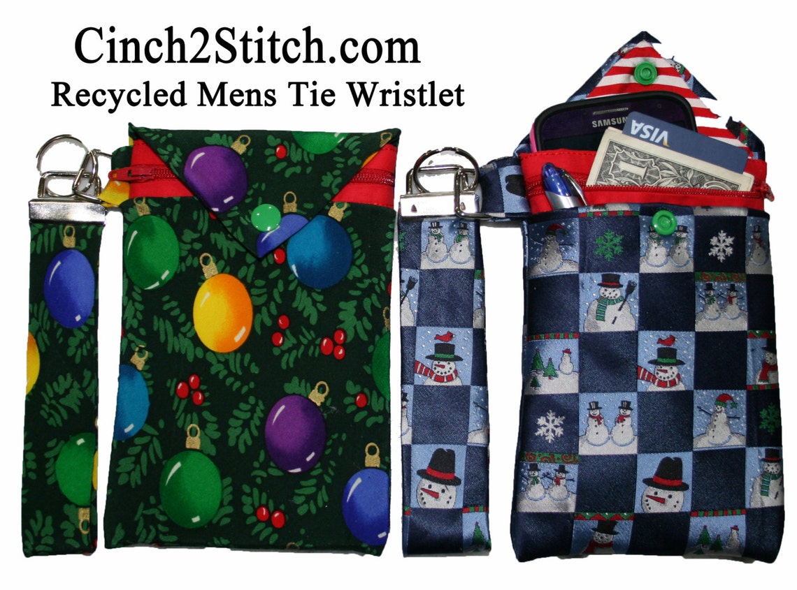 Recycled Mens Tie Cell Phone Wallet / Wristlet - in the Hoop - Machine ...