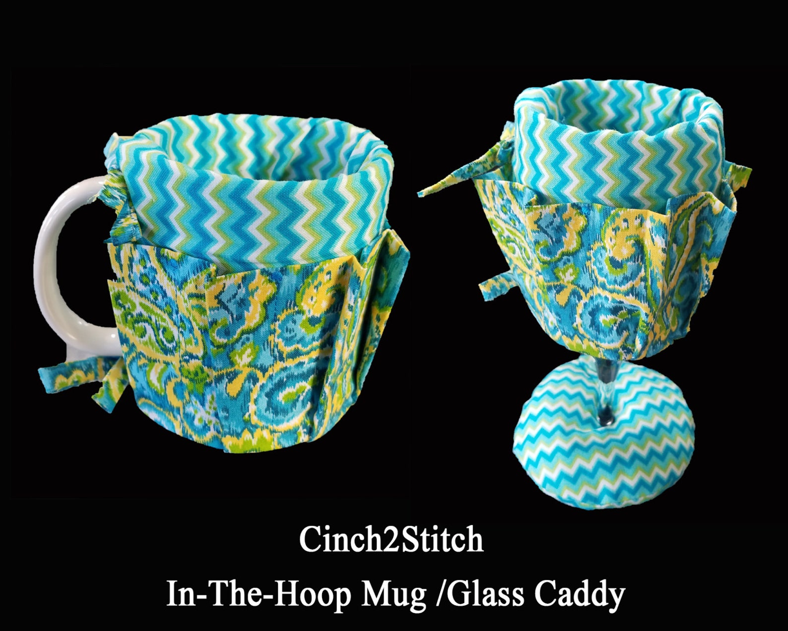 Mug Caddy Wrap / Wine Glass Caddy - in the Hoop - Machine Embroidery ...