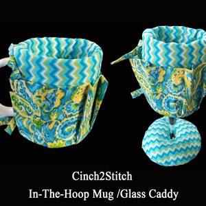 Mug Caddy Wrap / Wine Glass Caddy - in the Hoop - Machine Embroidery ...