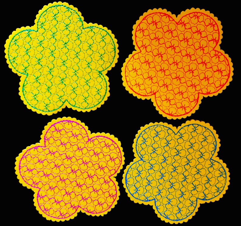 Quick Stitch Flower Monogram Coasters in the Hoop Machine - Etsy