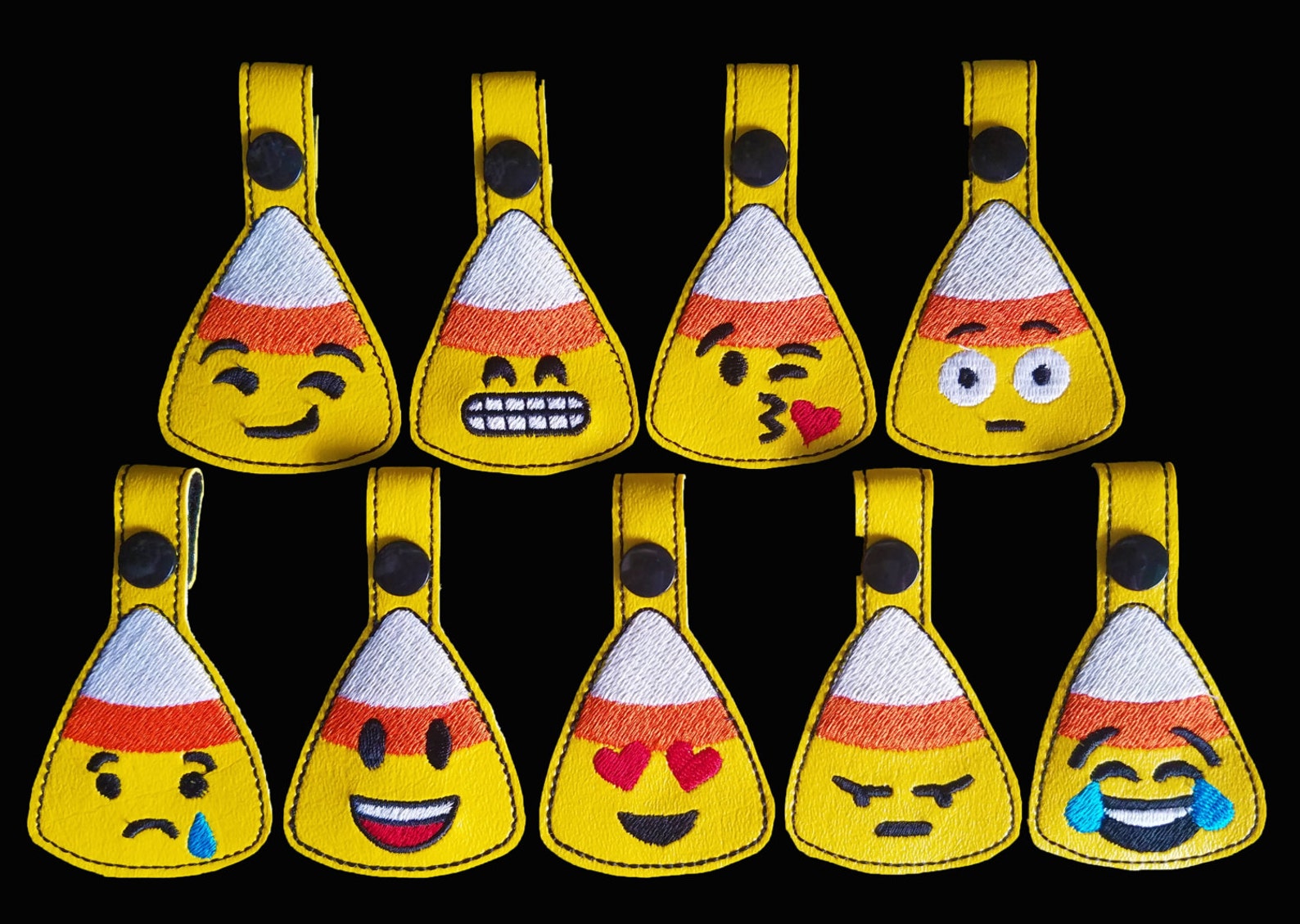 Halloween Candy Corn Emoji Snap Tab / Key Fob Trick or Treat | Etsy