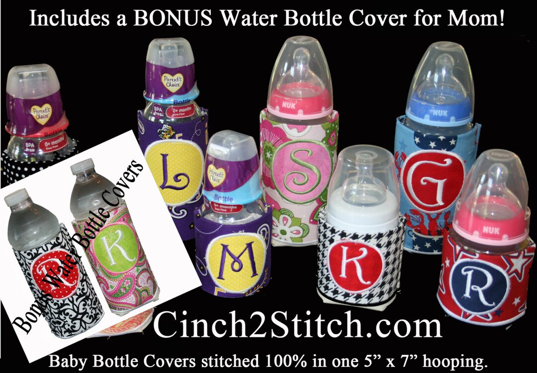 Monogrammed Baby Bottle Covers With BONUS Mom's Water Bottle Cover ...