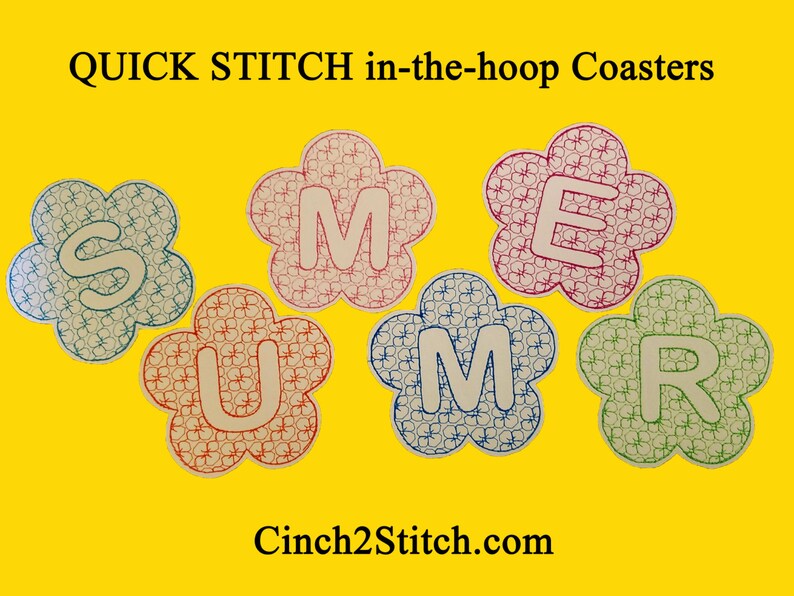Quick Stitch Flower Monogram Coasters in the Hoop Machine - Etsy