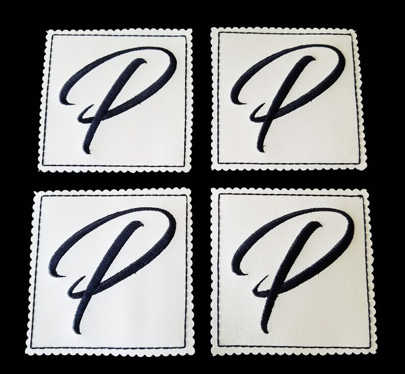 Quick Stitch Pen Stroke Monogram Coasters In The Hoop | Etsy