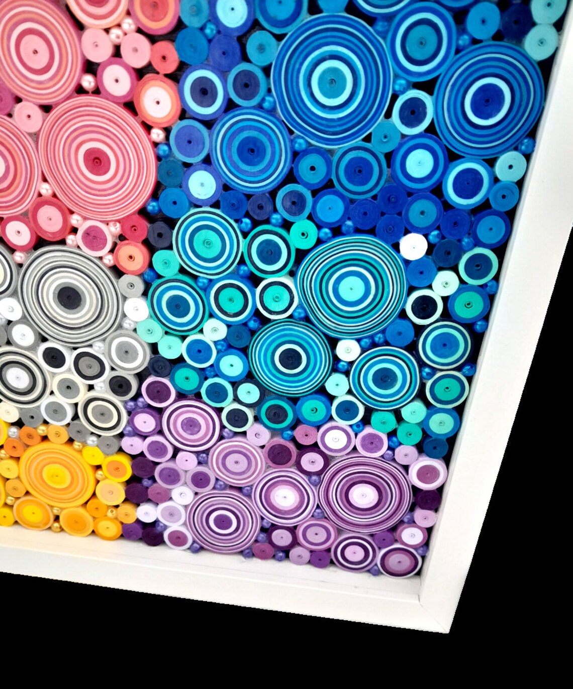 Abstract Framed Quilling Paper Wall Art: Circles Dance of Colors (11" X ...