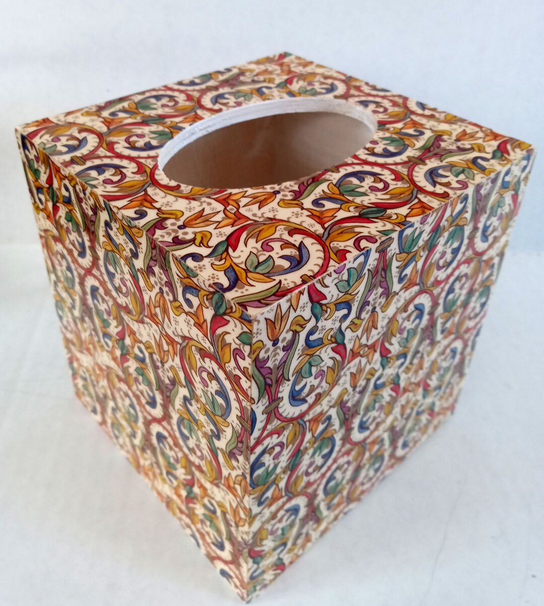Beautiful Decoupage Wood Tissue Box Cover With Bottom Jewel Tone ...
