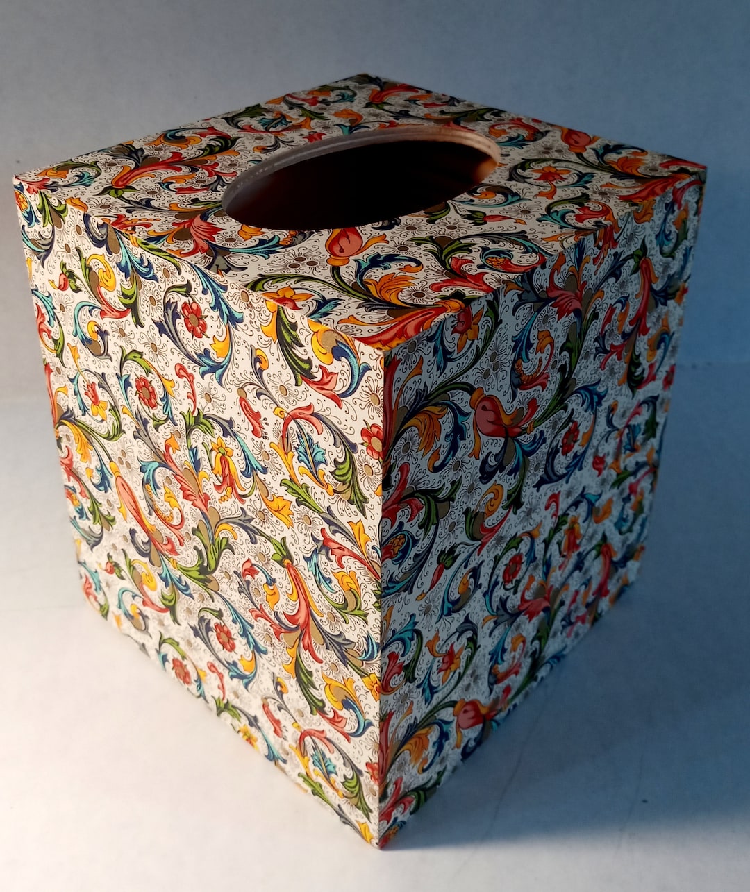 Beautiful Decoupage Wood Tissue Box Cover Florentine Italian Paper With ...