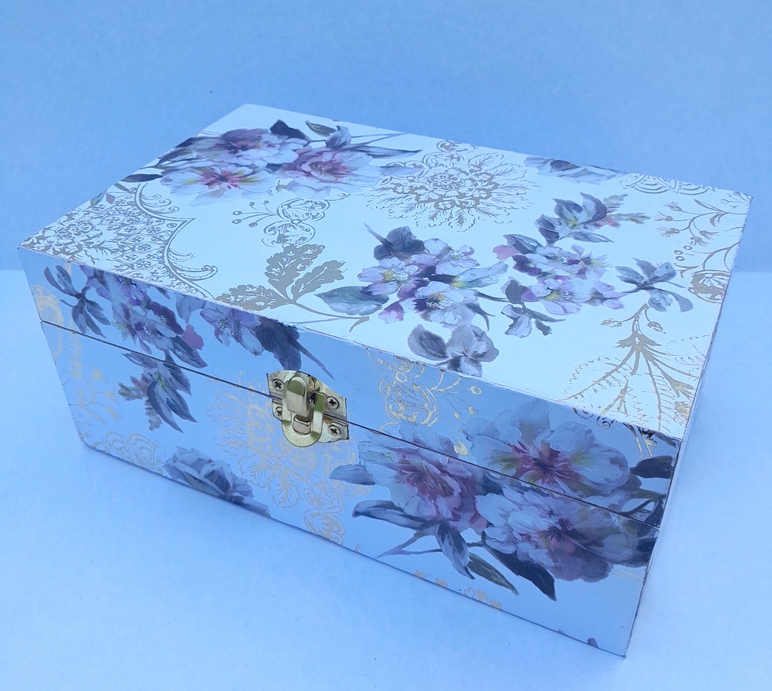 Beautiful Decoupage Wood Keepsake Box, Jewelry Box, Trinket Box With ...