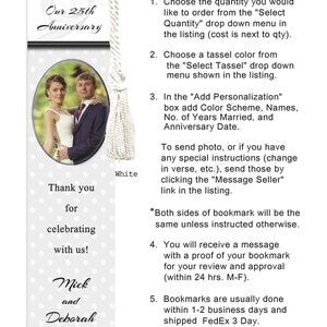 Anniversary Custom Bookmark Favor Photo Bookmarks 25th 50th | Etsy