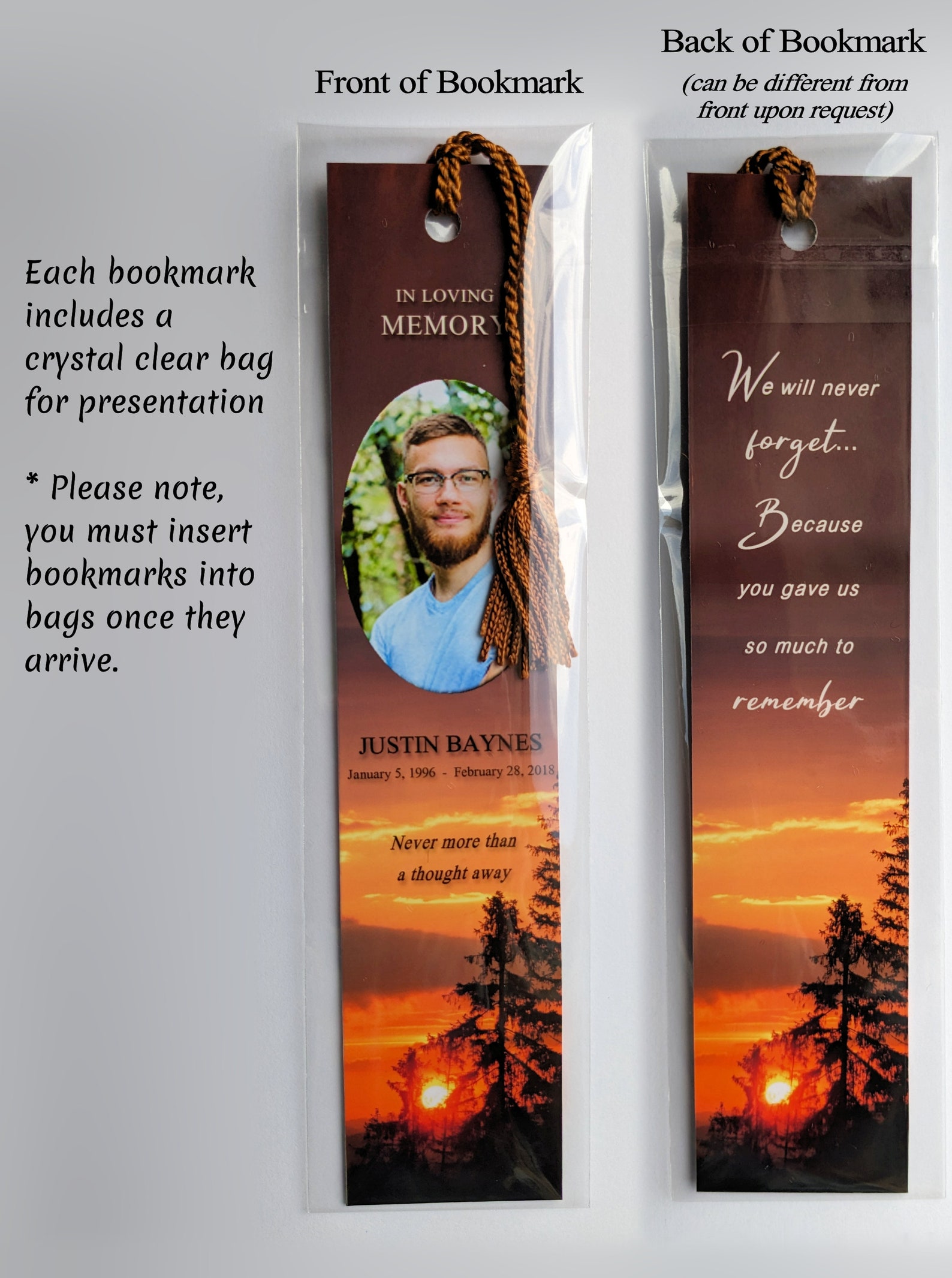 Personalized Memorial Bookmarks, Funeral Favors, Custom Bookmark #MPB3 ...