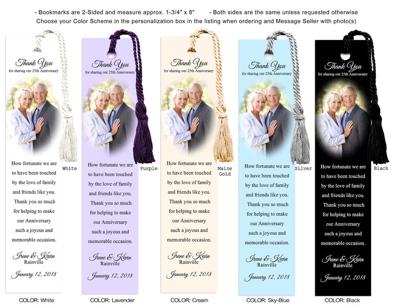 Anniversary Custom Bookmark Favor Photo Bookmarks 25th 50th - Etsy