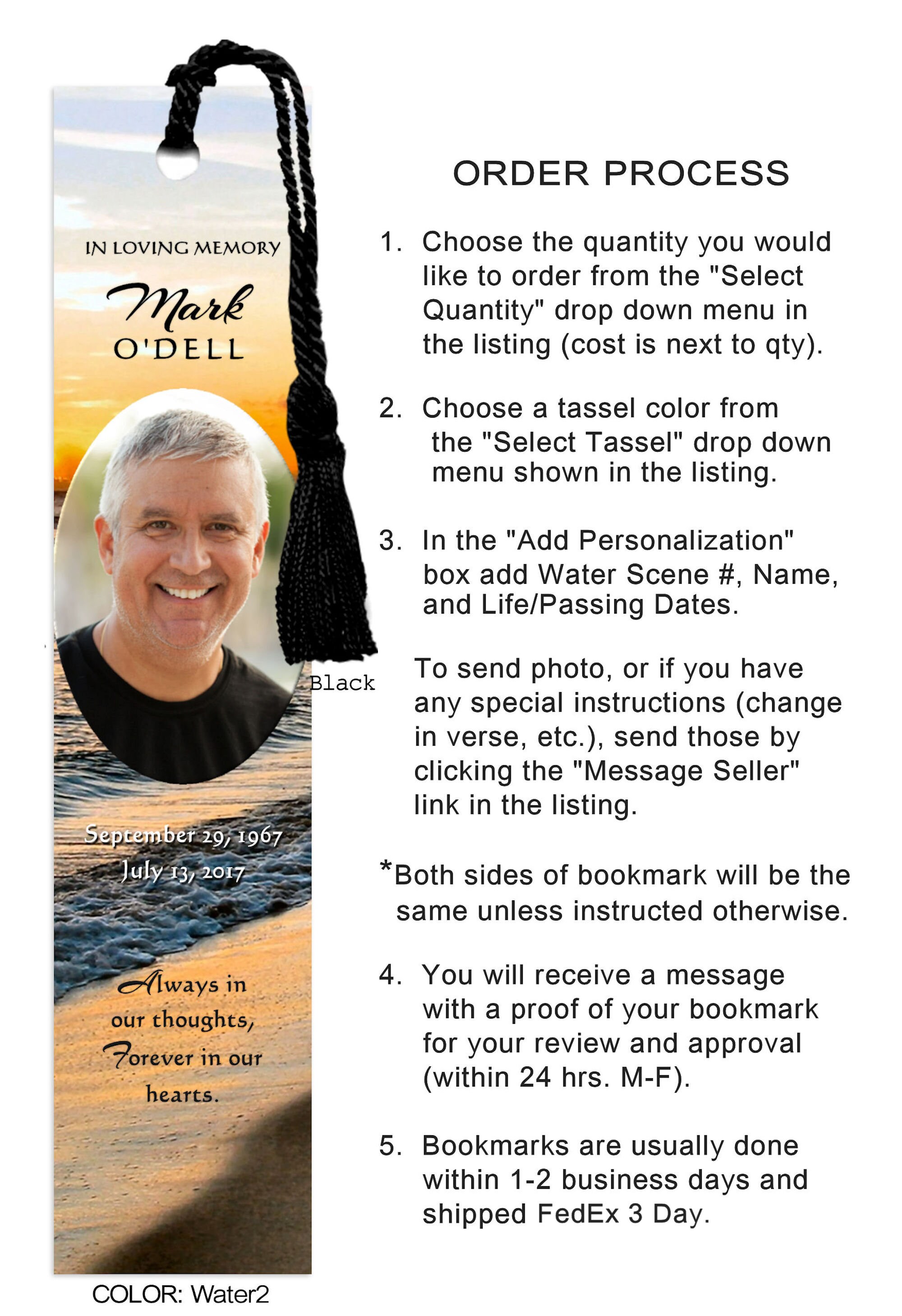 Personalized Memorial Bookmarks Funeral Favors Custom - Etsy