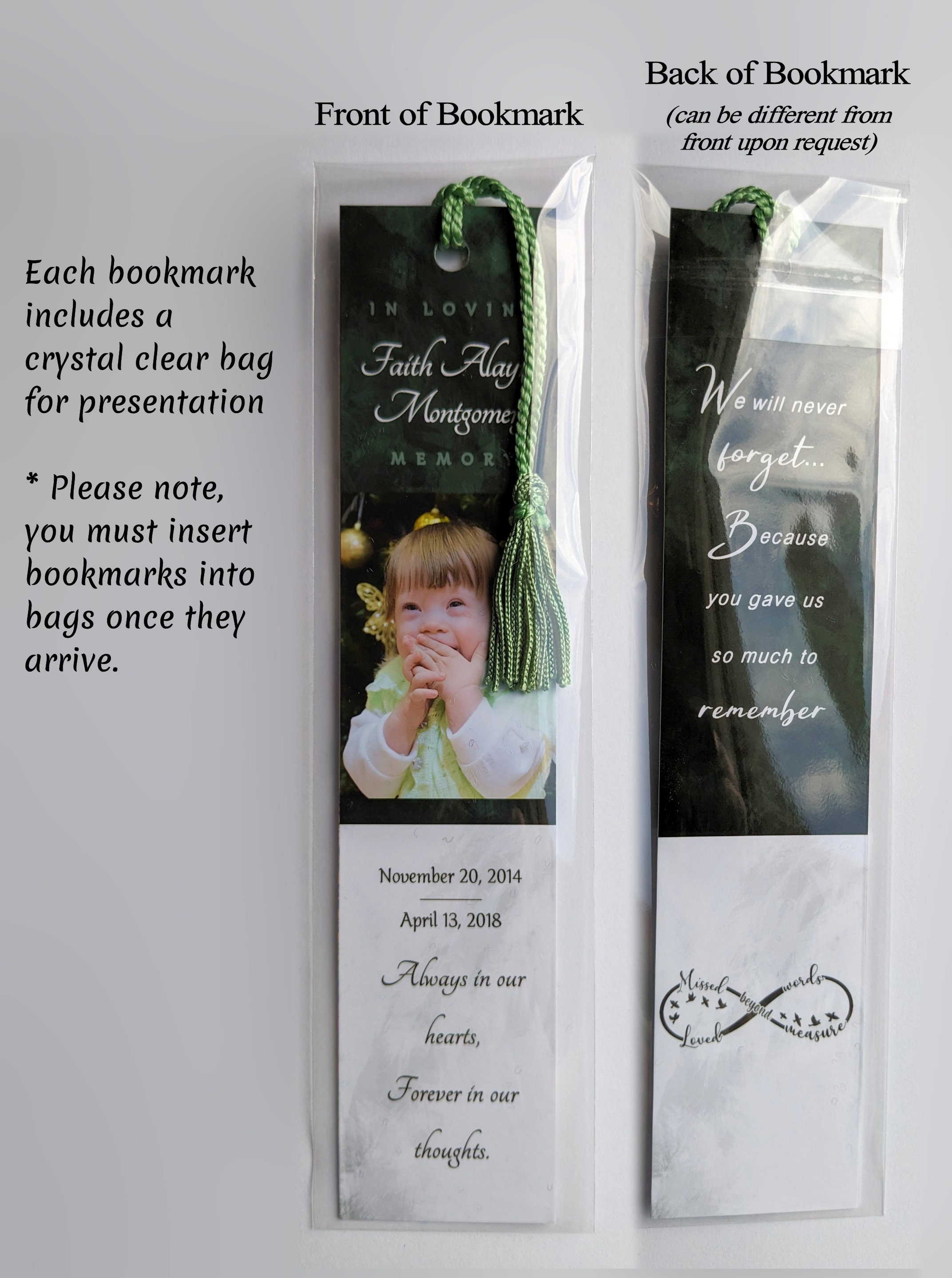 Personalized Memorial Bookmarks, Funeral Favors, Custom Bookmark #MPB2 ...