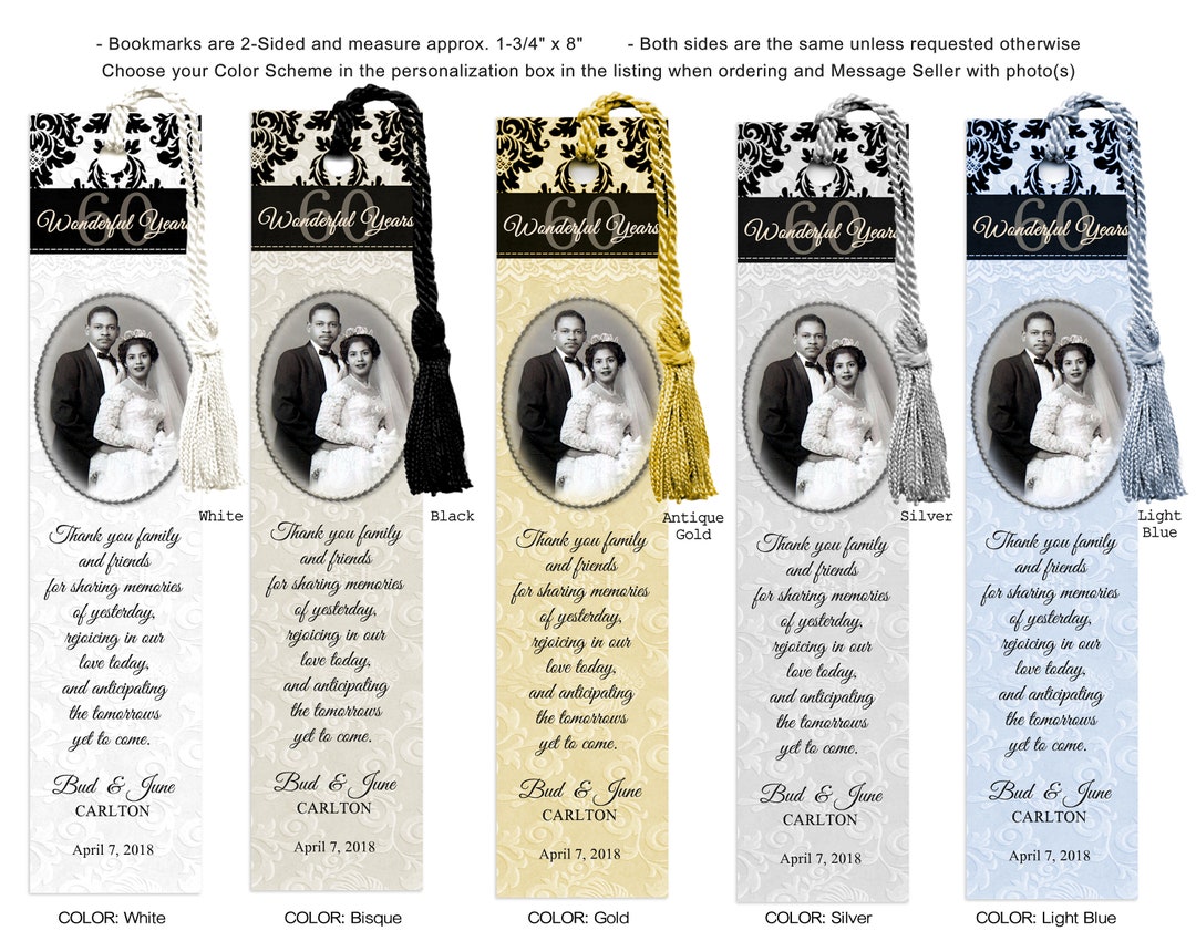 Anniversary Custom Bookmark Favor Photo Bookmarks 25th 50th - Etsy
