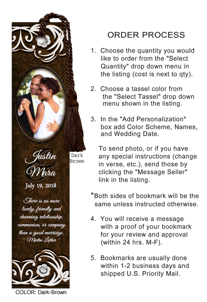Wedding Bookmark Favors Photo Bookmarks Custom Bookmark | Etsy