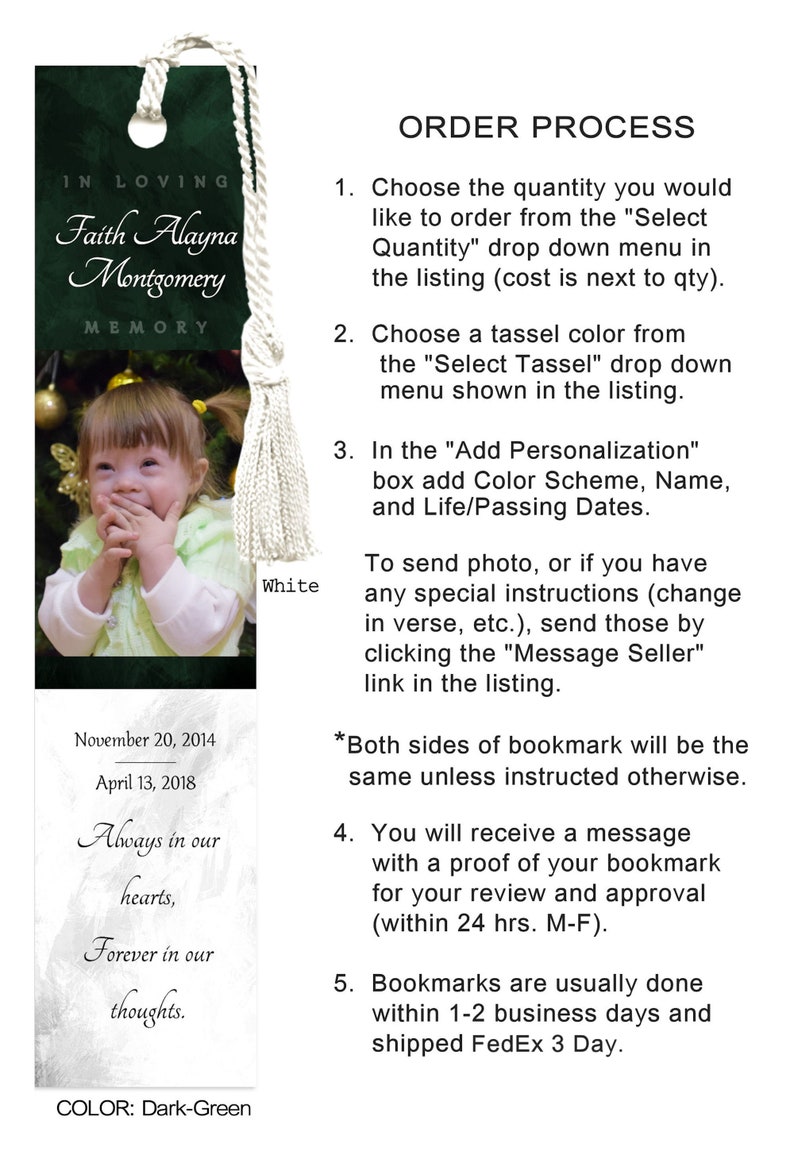 Personalized Memorial Bookmarks Funeral Favors Custom - Etsy