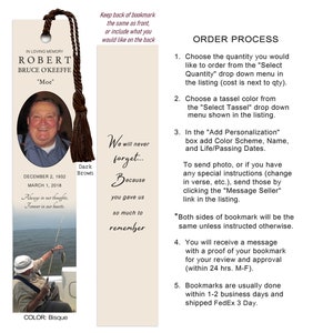 Personalized Memorial Bookmarks, Funeral Favors, Custom Bookmark #MPB4 ...