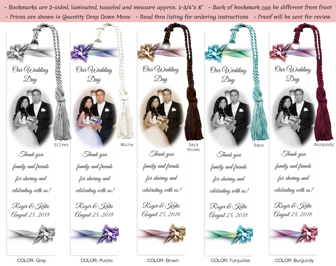 Wedding Bookmark Favors, Photo Bookmarks, Custom Bookmark, Photo ...