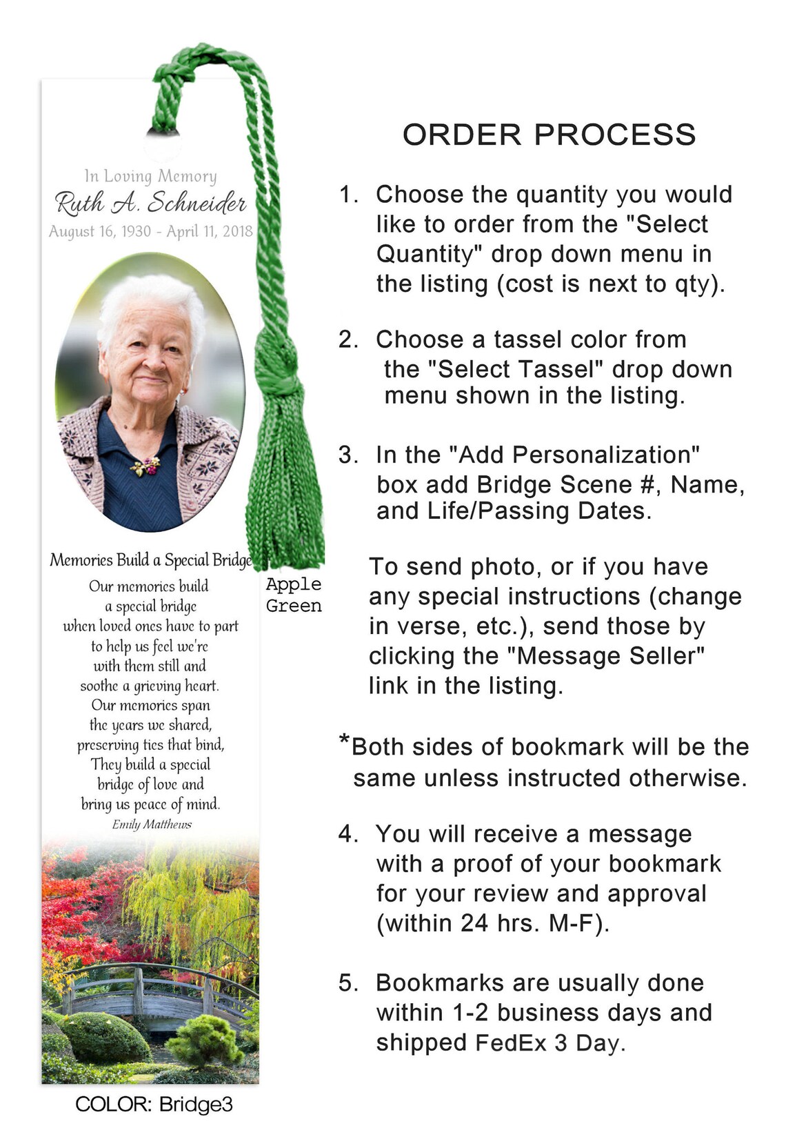 Personalized Memorial Bookmarks Funeral Favors Custom - Etsy