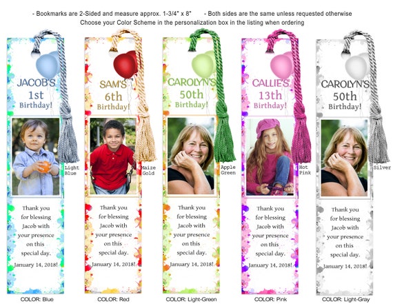 Personalized Laminated Custom Birthday Photo Bookmark book | Etsy
