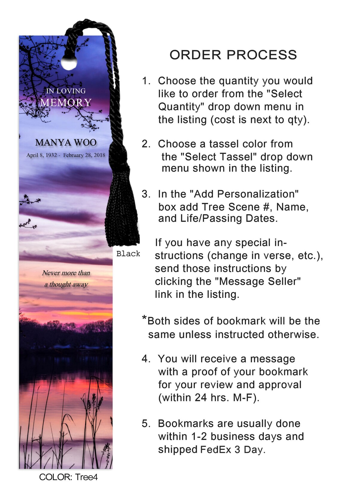 Personalized Memorial Bookmarks Funeral Favors Custom - Etsy